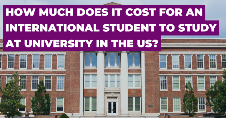 Costs for an international student to study at university in the US