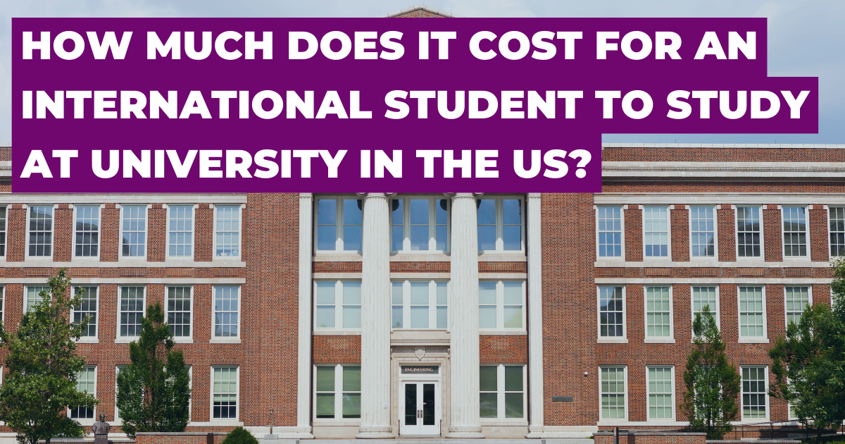 Costs for an international student to study at university in the US